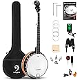 Vangoa 5 String Banjo Remo Head Closed Solid Back with beginner Kit ...