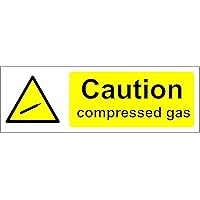 Caution compressed gas Safety sign - Self adhesive sticker 300mm x ...