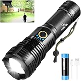 Sinvimes Rechargeable 900000 Lumens High Power LED Flashlight, XHP70.2 Tactical Flashlight with ...