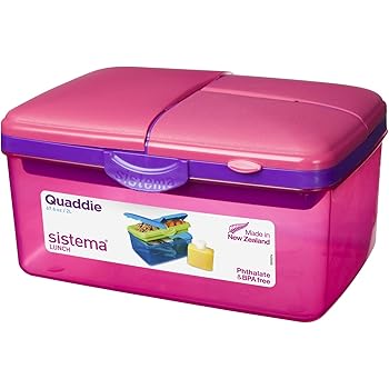 Sistema Purple Large Plastic Kids School Sandwich Lunch Box with Bottle ...