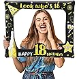 18th Black Gold Inflatable Photo Booth Selfie Frame,18th Birthday Party ...