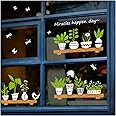 Double-Sided Plant Stickers Window Decor Decals, Green Plants Wall ...