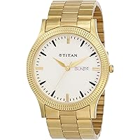 Titan Metal Analog with Day and Date Silver Dial Quartz Stainless Steel ...