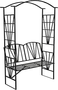 TecTake GARDEN ROSE ARCH TRELLIS CLIMBING PLANTS ROSES WITH BENCH ...