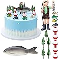 16 Pcs Gone Fishing Cake Decoration Gone Fishing Cake Topper Birthday ...