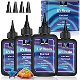 2 PCS UV Resin, 200g Crystal Clear Ultraviolet Epoxy Resin, Non-Toxic Hard Transparent Glue ...