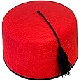 Red Moroccan Style Fez Hat with Black Pompom | Turkish Ottoman FES ...
