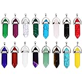 Sechseckige Kristall-Anhänger mit Ketten, spitze Quarz-Steine in der Form eines Geschosses ...