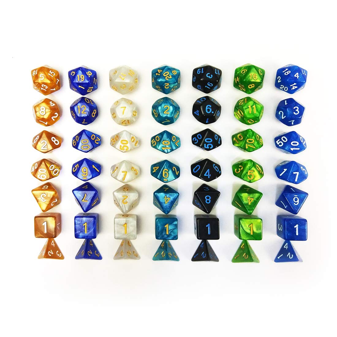 QMAY Set Dadi DND, Dadi poliedrici da Gioco 140PCS, 20 Colori Doppio ...