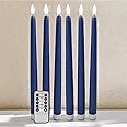 Ni-JASW Navy Blue Flameless Taper Candles with Remote, Flickering ...