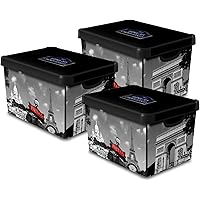 Curver Decorative Stockholm Box 22L 22 Litre Paris Themed Storage Boxes ...