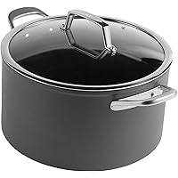 Ninja ZEROSTICK Premium Cookware 26cm Stock Pot with Glass Lid, Long Lasting, Non-Stick, Hard ...