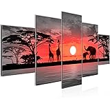 Amazon.de: Runa Art - Bilder Herzen Holz 200 x 100 cm 5 Teilig XXL Wanddekoration Design Braun ...