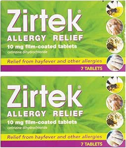 Zirtek Allergy Relief 7 Tablets x 2 Packs | 2 Weeks Supply | for ...