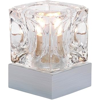 Modern Glass Ice Cube Touch Table Lamp with Chrome Base: Amazon.co.uk ...