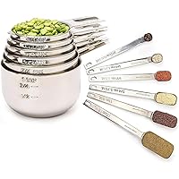 U-Taste Measuring Cups and Spoons Set of 15 by 18/8 Stainless Steel, 7 ...