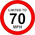 Limited To 70 MPH Vehicle Speed Limit Sign - Self adhesive sticker ...