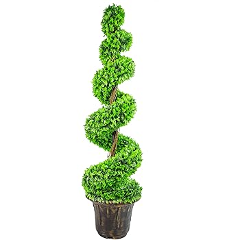 Pair Of Artificial Topiary Swirl Trees/Bushes 80cm High (suitable for ...