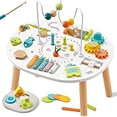 Bee Smart Toys Wooden Activity Table - 5-in-1 Play | Learning Toddler ...