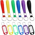 GROVL Key Rings with Tag, 12 Pcs Identification Silicon Key Ring loops ...