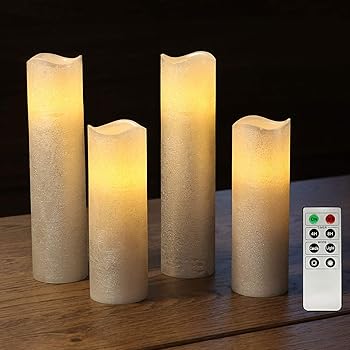 Set of 4 Silver Battery Operated Led Candles, Slim Flameless Candles ...