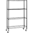 AmazonBasics 4-Shelf Shelving Alloy Steel Storage Unit on 3'' Wheel ...