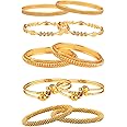 Buy Zeneme Combo Of Victoria Bangle Set, Pearls Bangle Set, Trendy Gold ...