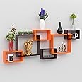 Onlineshoppee Intersecting MDF Set of 6 Wall Shelves (Orange & Brown ...