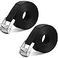 OneNine Lashing Straps 5 m, Pack of 2 Black Lashing Straps with Clamping Lock, 25 mm x 5 m ...