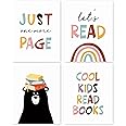 HRQKO Cool Kids Read Books Wall Art Poster Set of 4, Boho Rainbow ...