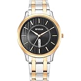 Titan Quartz Analog with Day and Date Black Dial Metal Strap Watch for ...