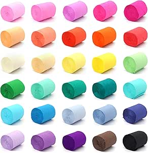 DAOUZL Carta Crespa 30 Colori, Nastro Carta Crespata, Carta Crespa ...