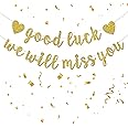 Good Luck Banner, Gold Glitter Farewell We Will Miss You Banner, Goodbye Banner for Leaving, We ...