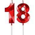 Red 18th Birthday Candles for Cake, Number 18 Candle for 18th Birthday ...