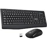 TECKNET Wireless Keyboard and Mouse Set, 2.4G Full-Size Ergonomic ...