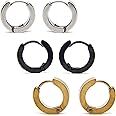 Buy Fresh Vibes Silver Black & Golden Small Hoop Ear Bali Combo for Men ...