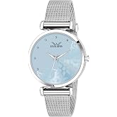 LOUIS DEVIN LD-L144-BLU-CH Mesh Blue Dial Silver Band Stainless Steel ...
