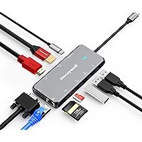 Honeywell 5-in-1 Type C Mini Docking Station, 4K HDMI Port, 1GBPS RJ45 ...