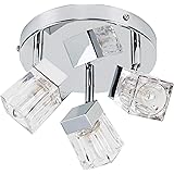 MiniSun Modern Energy Saving IP44 Silver Chrome & Glass Flush Bathroom ...