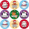 144 Cute Christmas Characters Praise Words Reward Stickers For Children ...