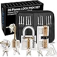 Lock Pick Set, Preciva 26-Piece Lock Picking Tools, Lock Picks Kit with 4 Transparent Padlock ...