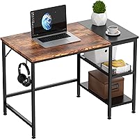 HOMIDEC Office Desk, Computer Desk With Bookshelf PC Study Writing Desk ...