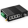 Binardat 5 Port Gigabit PoE Din Rail Industrial Ethernet Switch, 4 PoE IEEE802.3af/at, 1 SFP ...