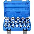 DAYUAN Spline Socket Set 1/2" Drive Universal Metric 8-32mm 12-Point Cr-V Socket Kit 19pcs ...
