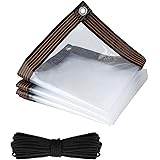 DASKIGO 3 x 3 m Heavy Duty Reinforced Mesh Clear Waterproof Tarpaulin ...