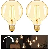ZHONGXIN E27 Vintage Edison LED Light Bulb, Large G95 Globe Amber Glass Bulb with Curved Spiral ...