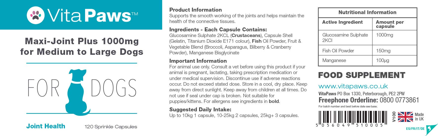 Maxi-Joint Plus 1000mg VitaPaws™ 120 Sprinkles Capsules | Advanced ...