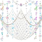 ZERODECO Natural Fish Net Party Decorations, Cotton Fishnet with Fringe ...