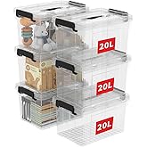 Cetomo 20L*6 Storage Boxes, Carry Plastic Storage Box with Lids ...