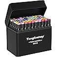 Tongfushop 60 Colored Marker Set, Colouring Pens for Adults, Dual Tip ...